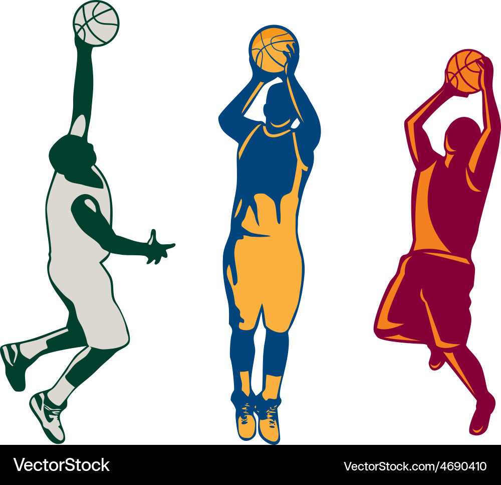 Basketball player shooting retro collection Vector Image