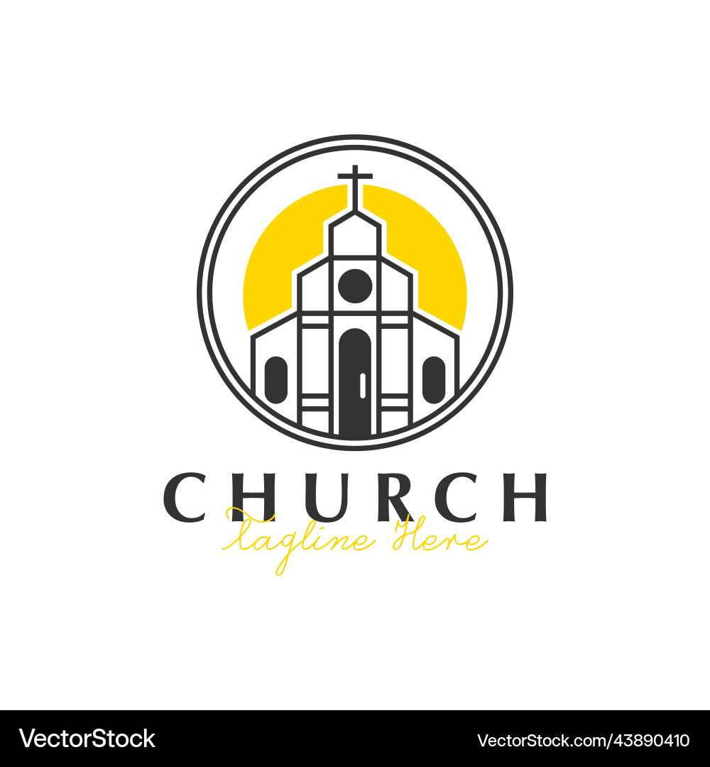 Church house outline logo design Royalty Free Vector Image
