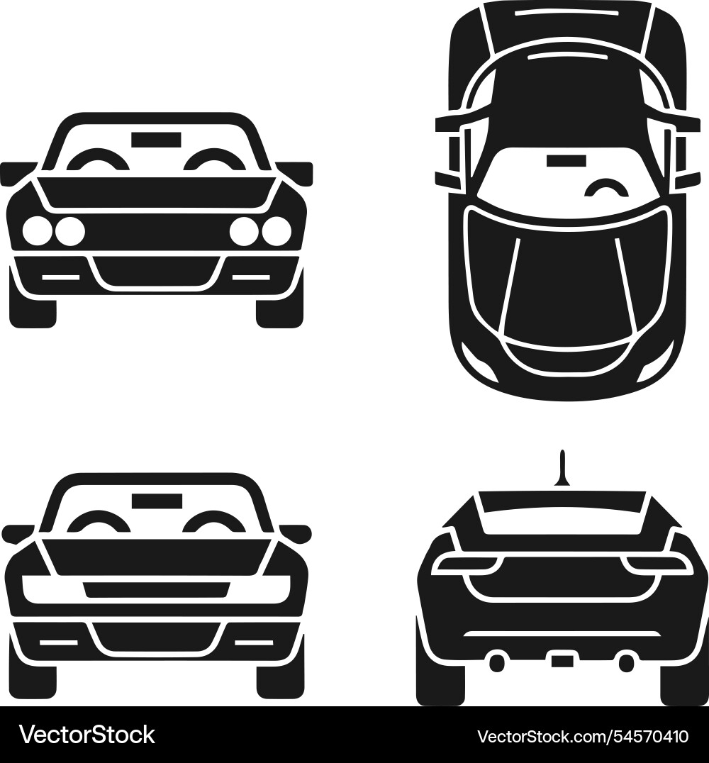 Elegant black vehicle icons for modern visual proj
