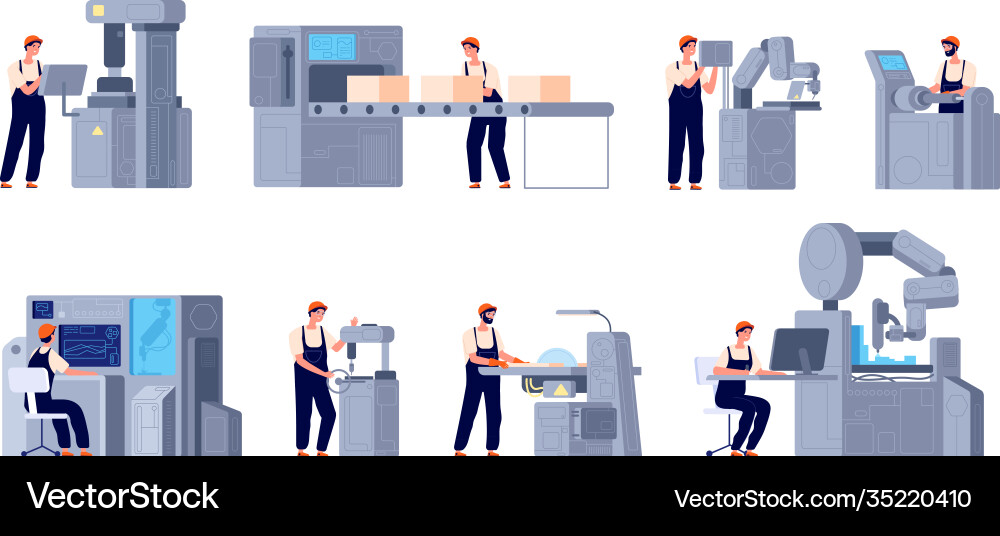 Factory workers industrial engineer modern Vector Image