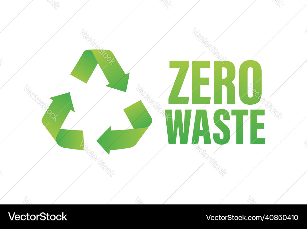 Green zero waste sign logo Royalty Free Vector Image