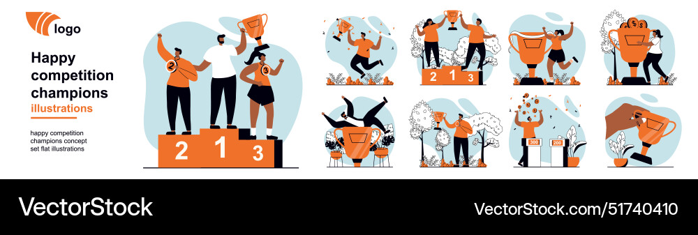 Happy competition champions concept with people Vector Image