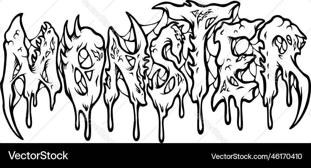 Melting font monster hand lettering word Vector Image