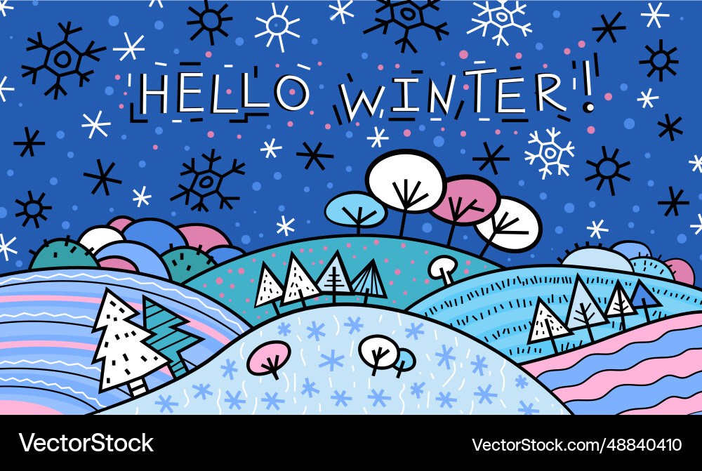 Winter colorful postcard design editable Vector Image