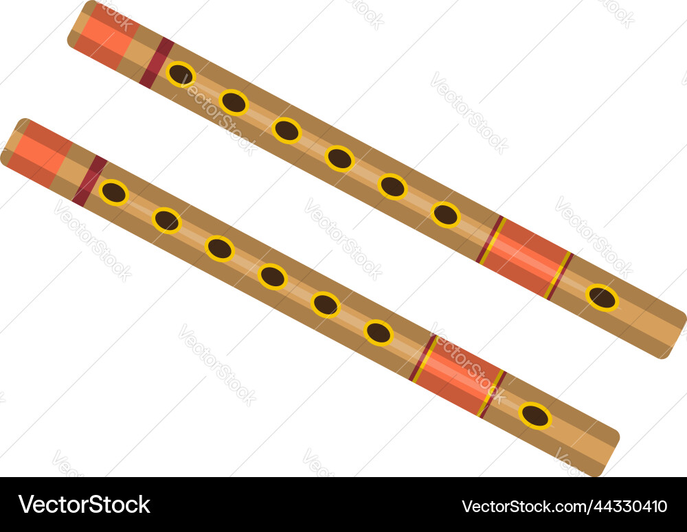 Wooden flute on a white background Royalty Free Vector Image