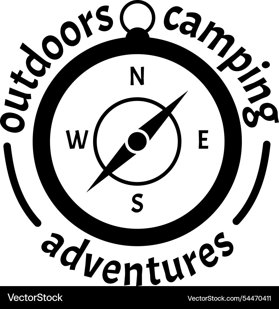 Black and white compass logo for outdoor Vector Image
