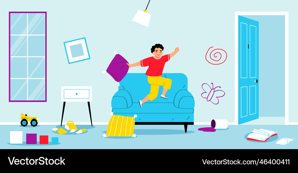 Child autism hyperactivity composition Royalty Free Vector