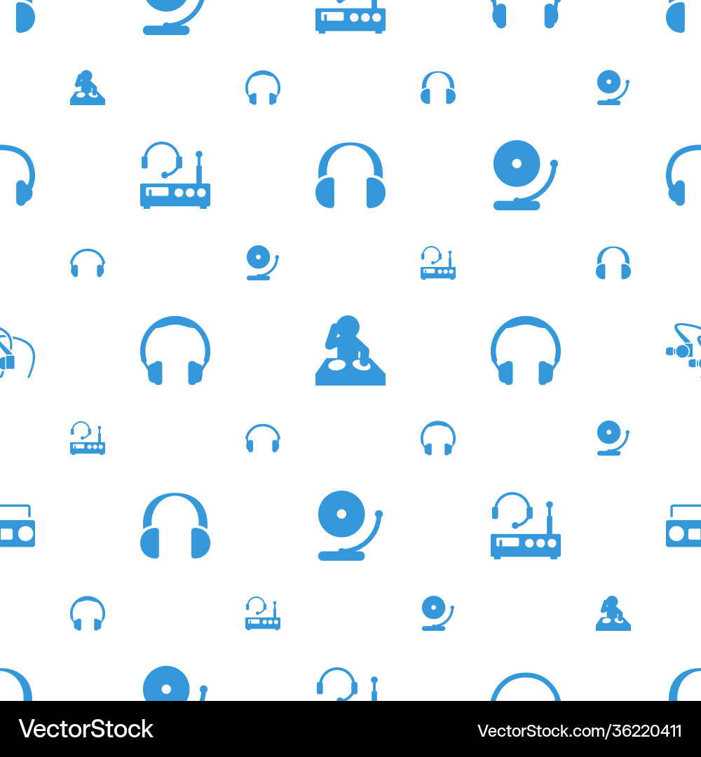 Dj icons pattern seamless white background Vector Image