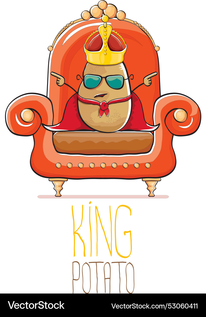 Funny cartoon cute brown smiling king Royalty Free Vector