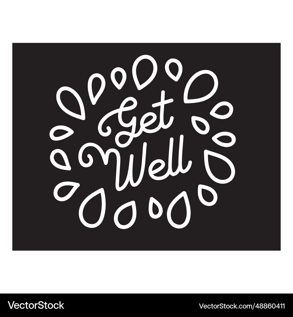 Get well lettering cut out Royalty Free Vector Image