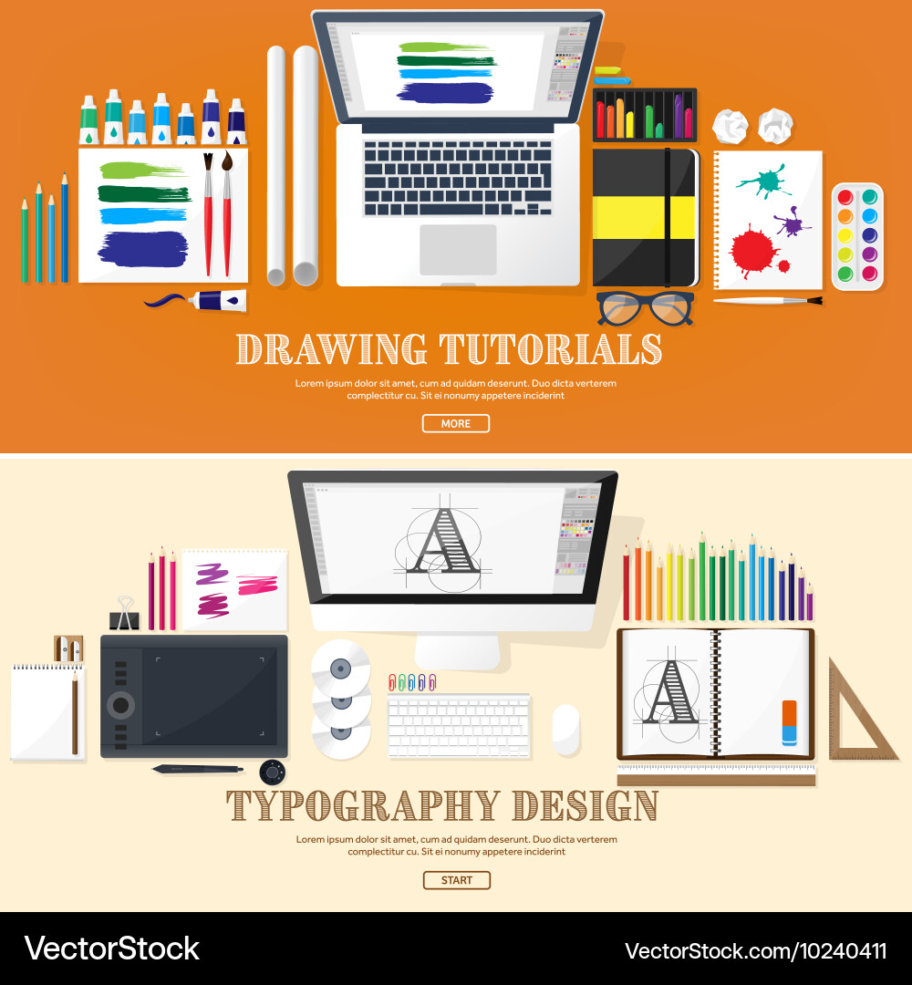 Graphic web design drawing and painting Royalty Free Vector