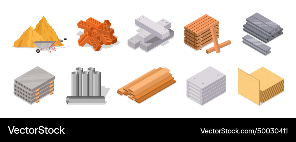 House materials building site brick blocks wood Vector Image
