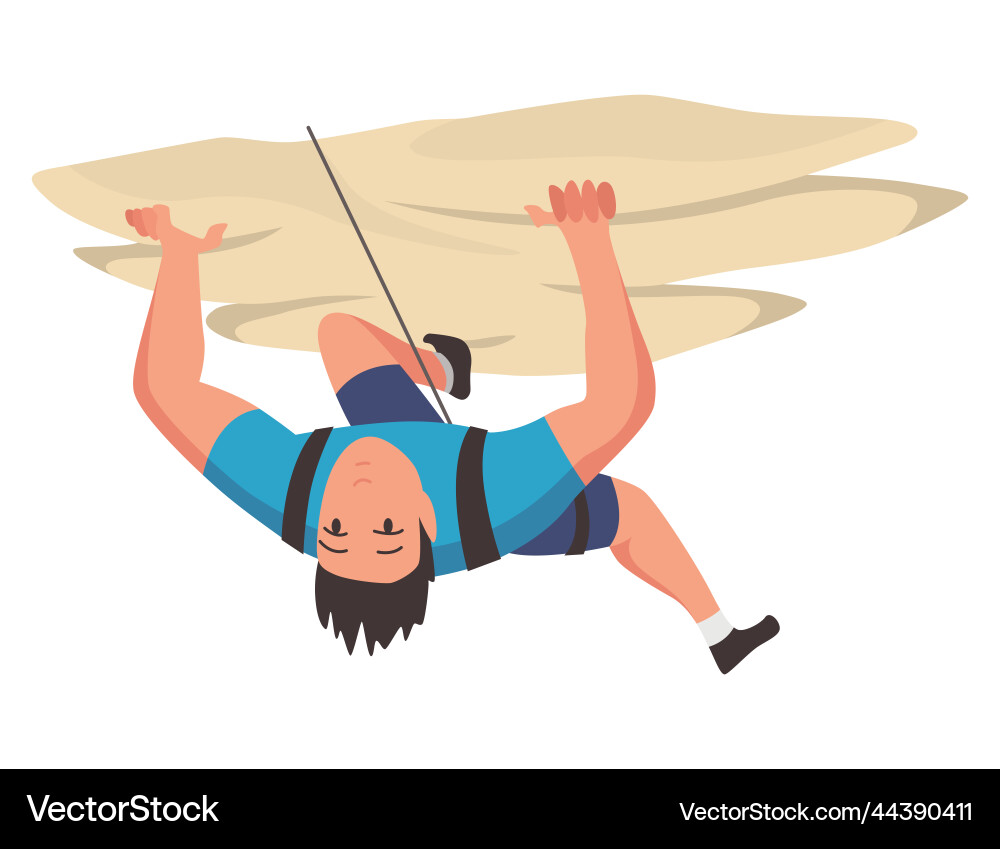 Mountain climbing person climber men on rock Vector Image