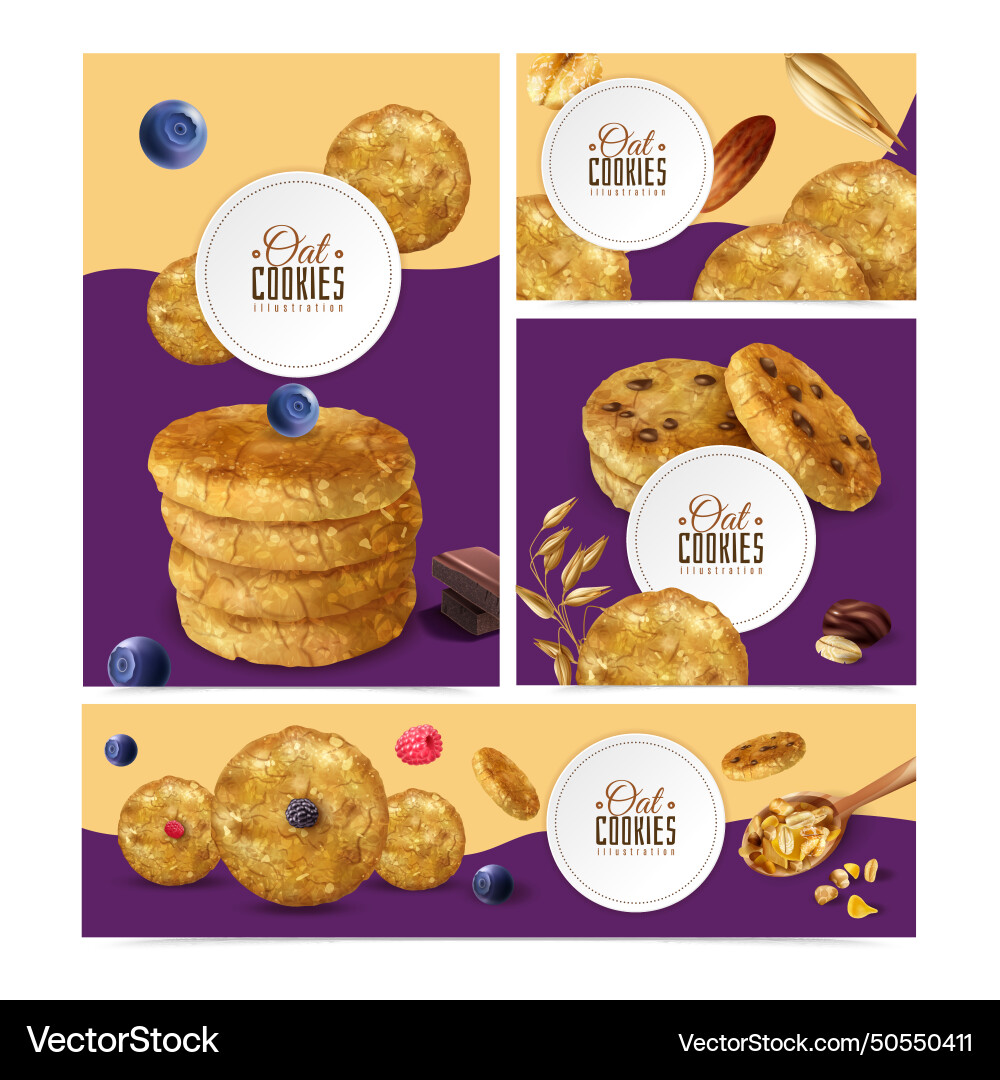 Oat cookies banners collection Royalty Free Vector Image