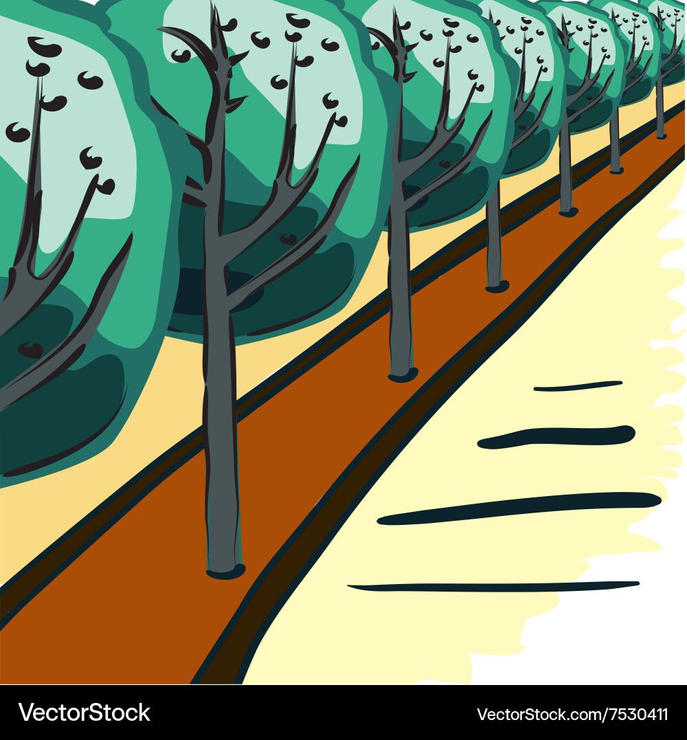 Postcard trees in the future Royalty Free Vector Image