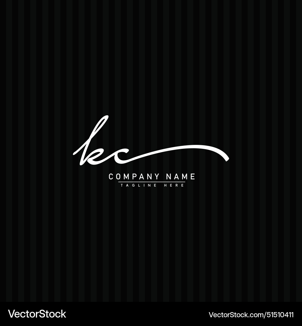Simple signature logo for alphabet kc Royalty Free Vector