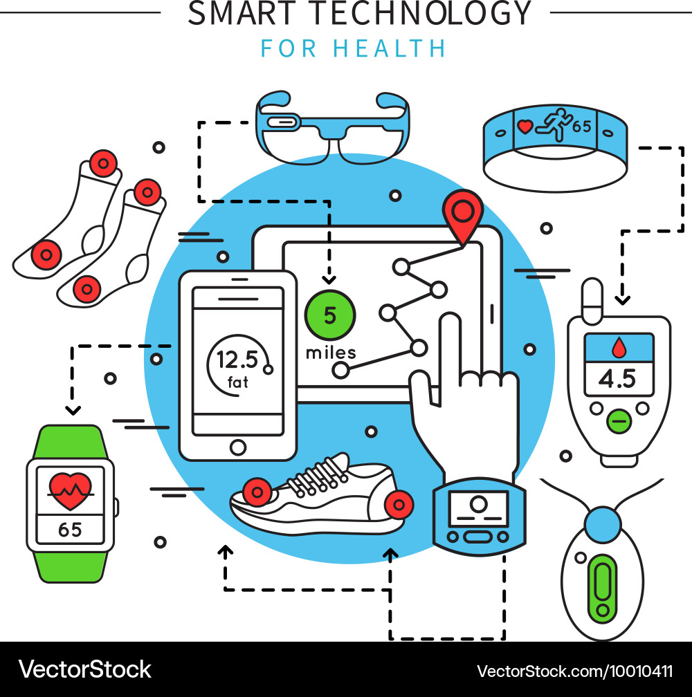 Smart technology line composition Royalty Free Vector Image