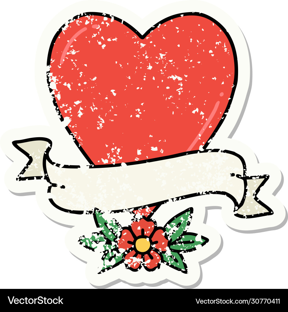 Traditional distressed sticker tattoo a heart Vector Image