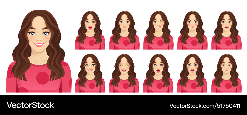 Woman expressions set Royalty Free Vector Image