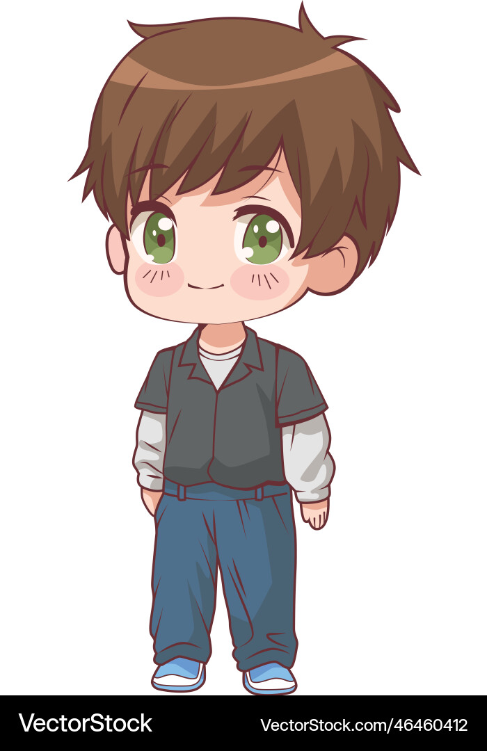 Anime chibi boy standing Royalty Free Vector Image
