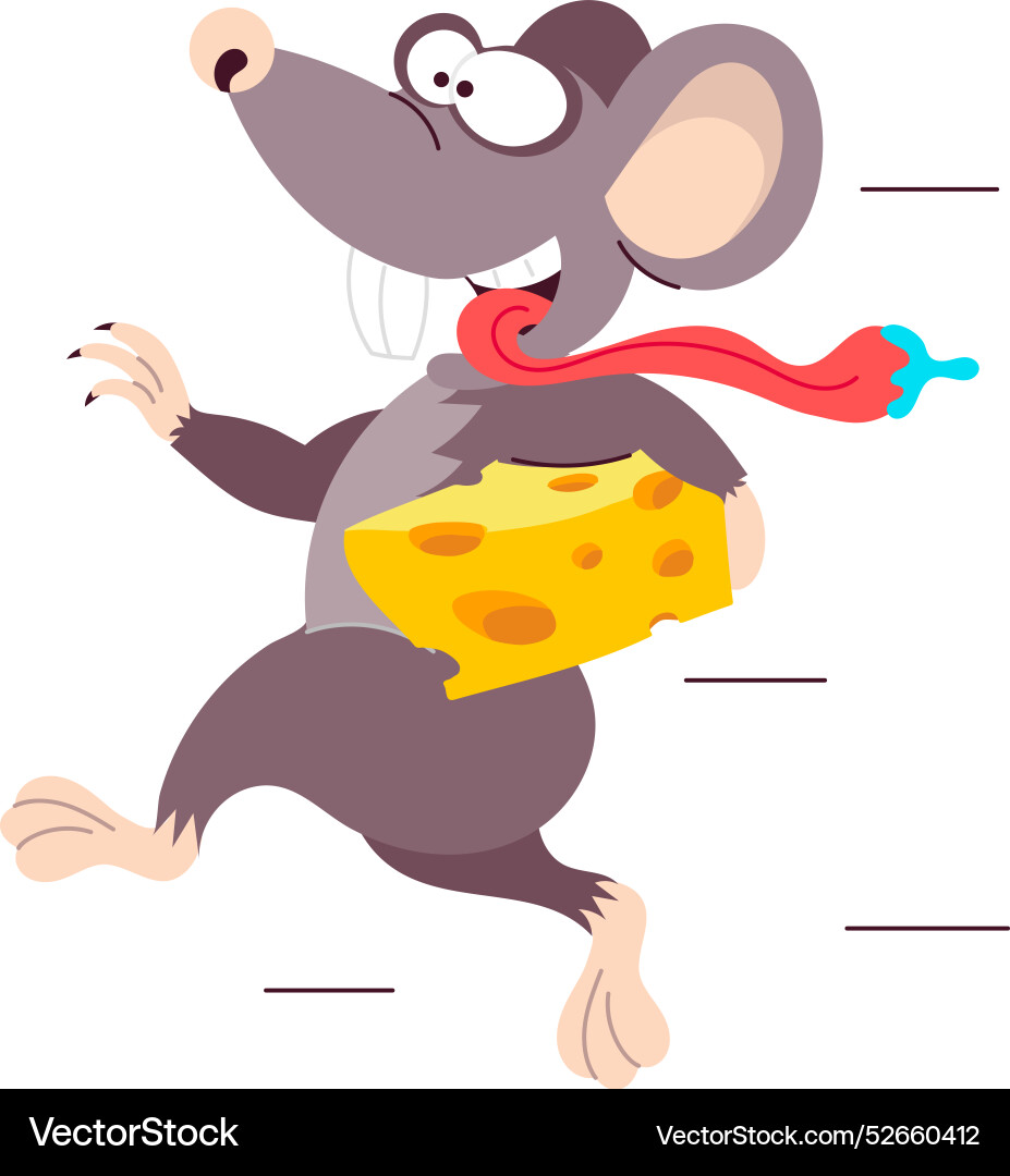 Basic rgbcomic style sticker of thief rat running Vector Image