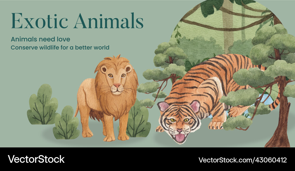 Blog header template with tropical wildlife Vector Image