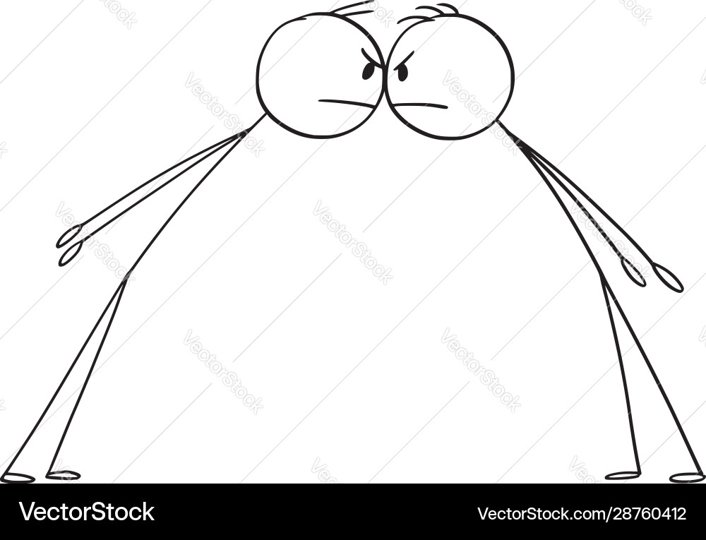 Cartoon confrontation two angry men Royalty Free Vector