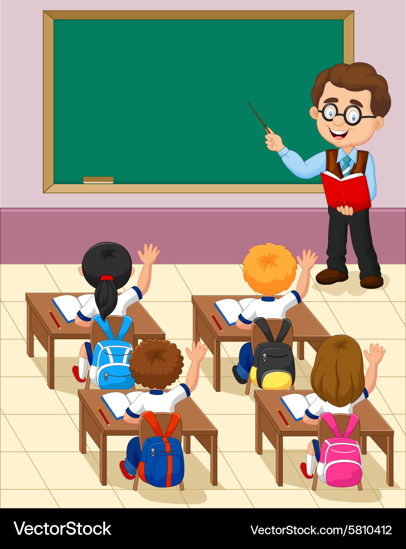 Cartoon little kid a study in the classroom Vector Image