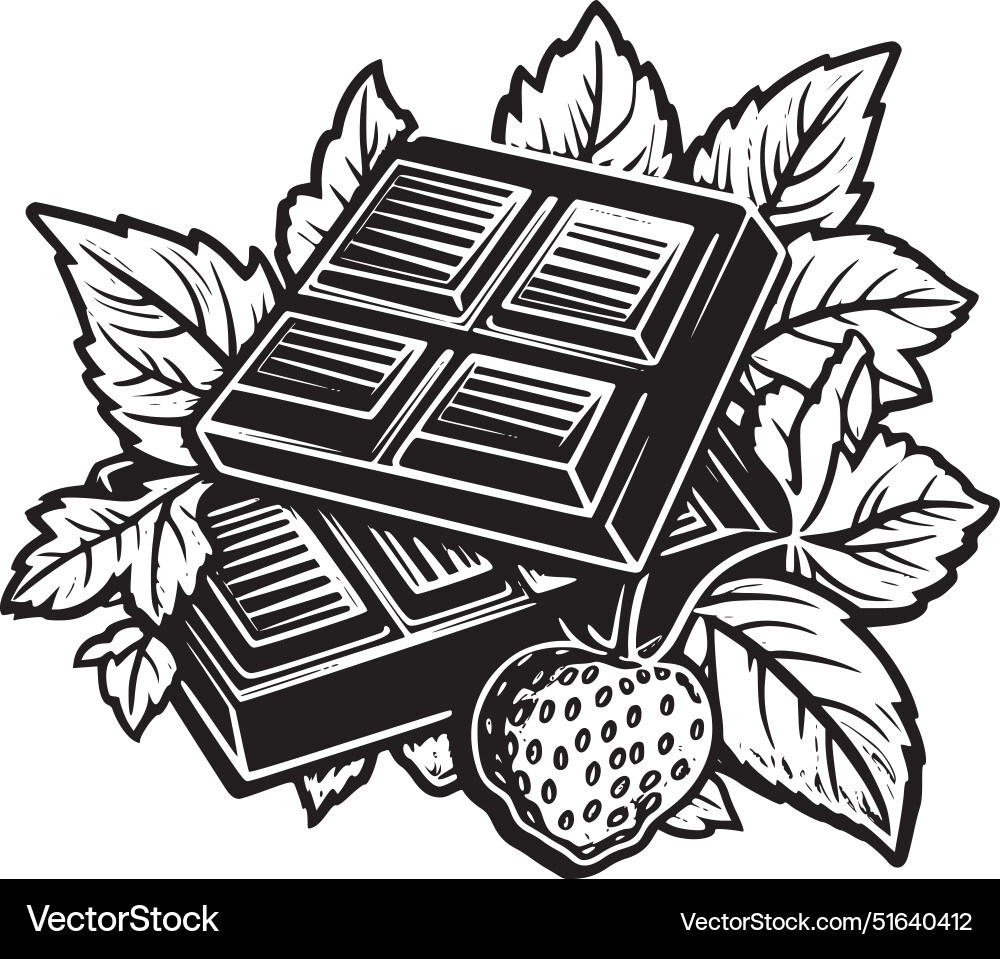 Chocolate - black and white Royalty Free Vector Image