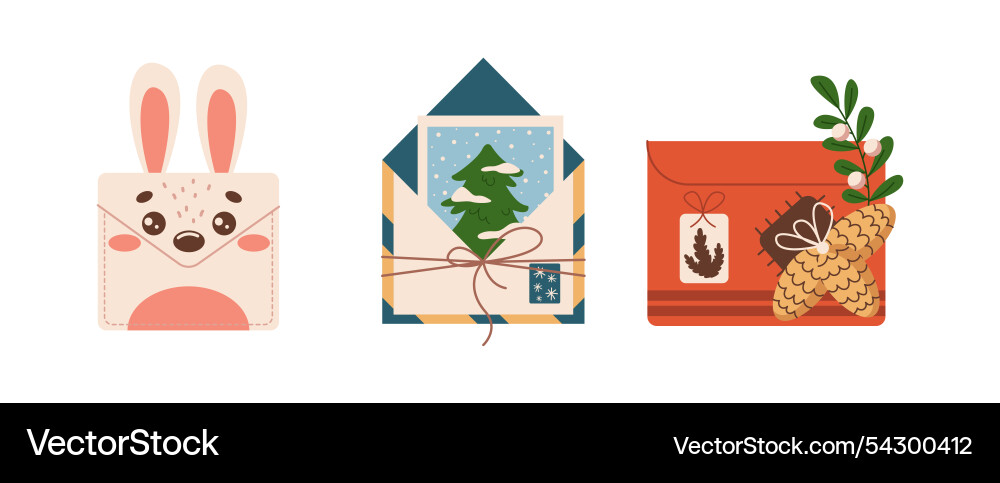 Cute envelopes for congratulations objects set Vector Image