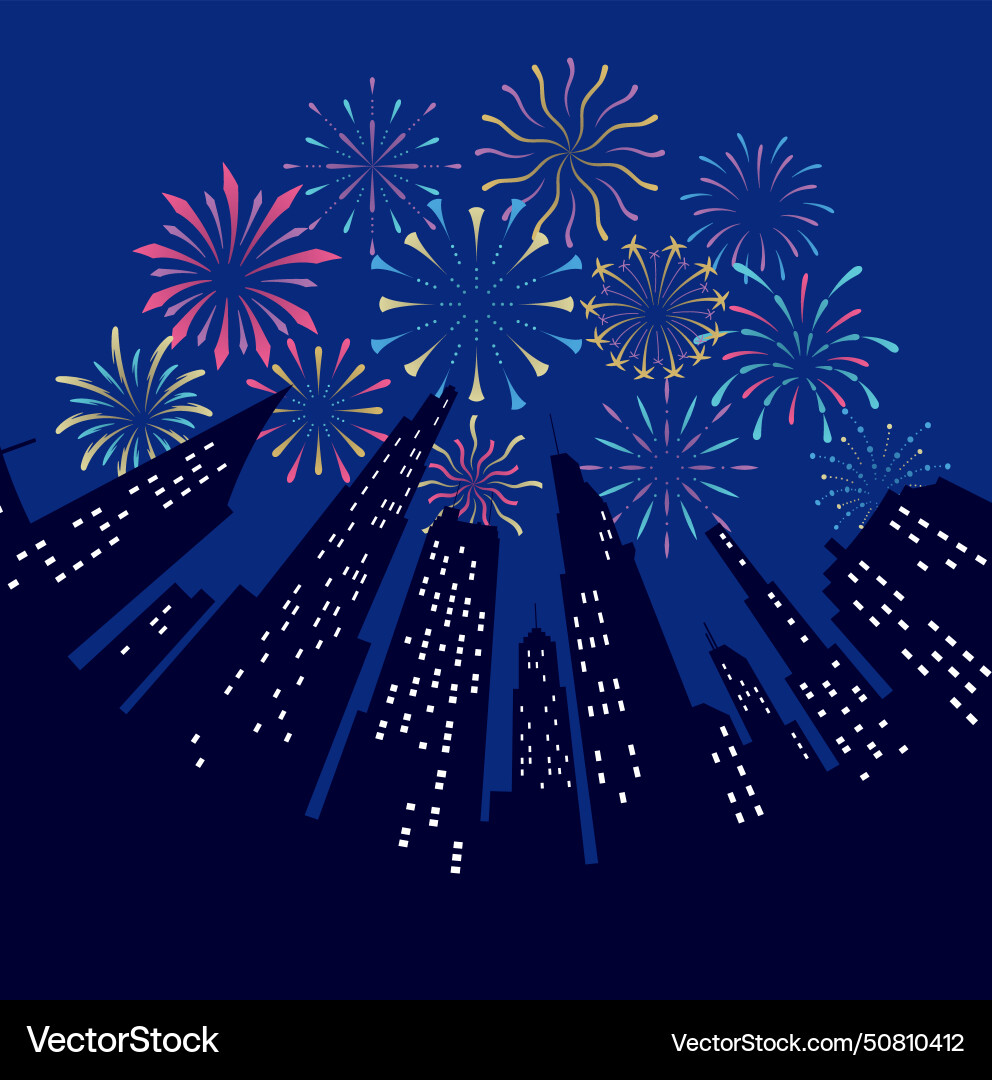 Fireworks displaying in dark evening sky Vector Image