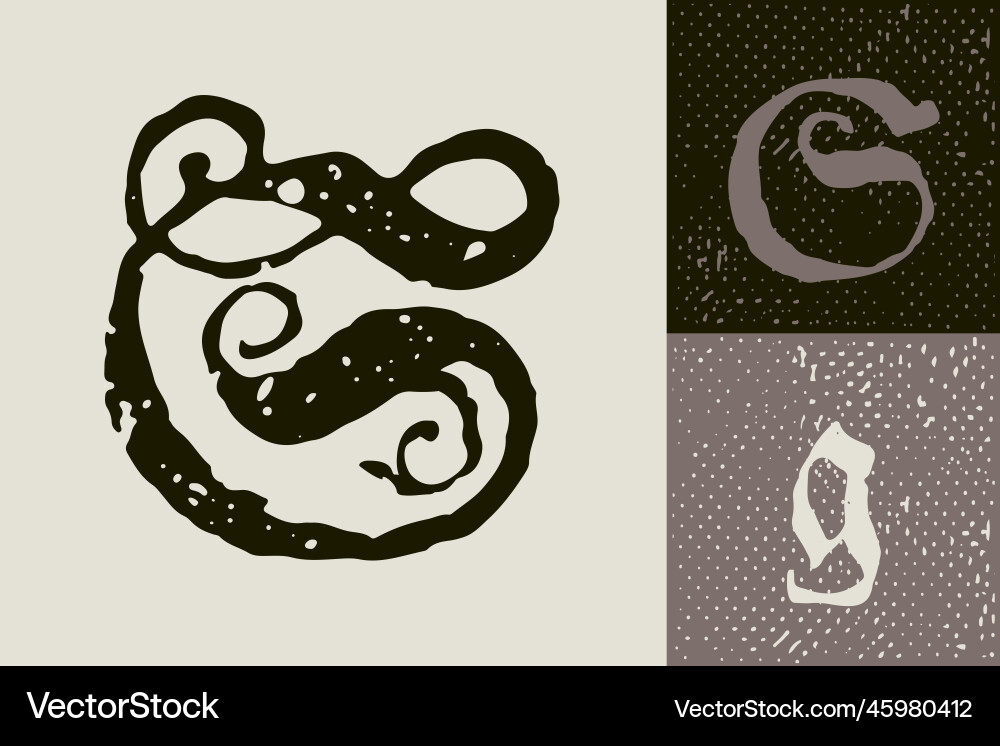 G letter drop cap logo illuminated initial Vector Image