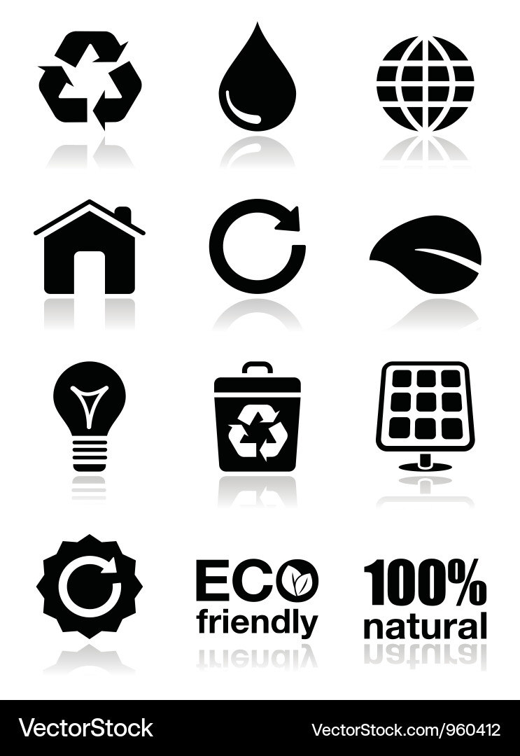 Green Ecology Icons Collection Royalty Free Vector Image