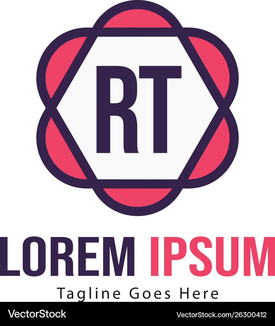 Initial rt logo template with modern frame Vector Image