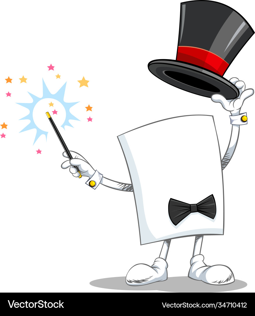 Magician holding black magic hat Royalty Free Vector Image