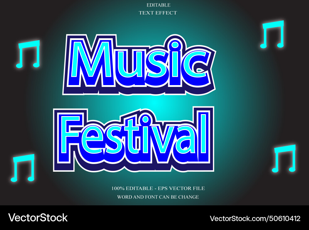 Music festival editable text effect Royalty Free Vector