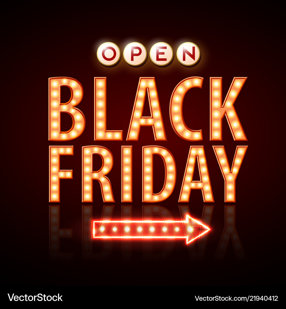 Neon sign black friday open Royalty Free Vector Image