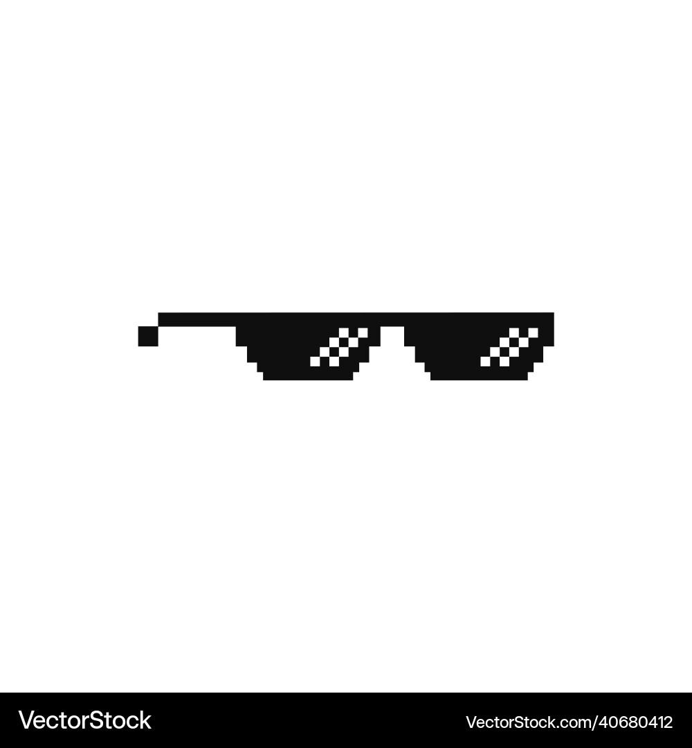 Pixel sunglasses meme fun icon Royalty Free Vector Image