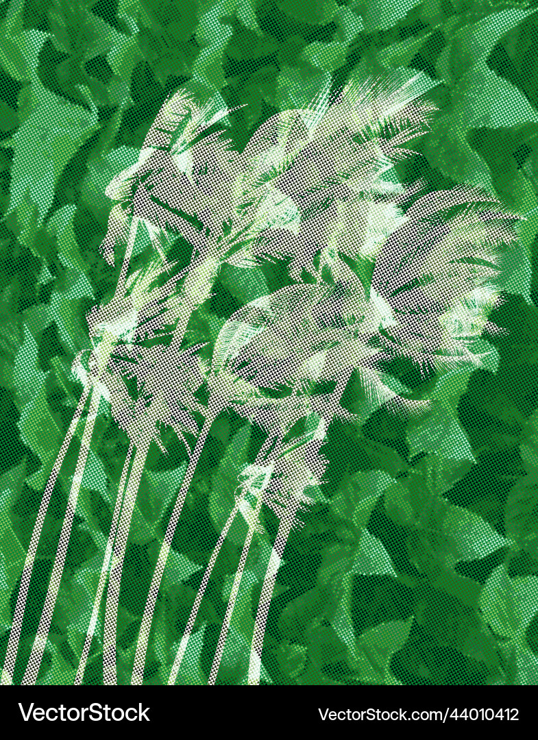 Raster palm trees bent by a strong hurricane Vector Image