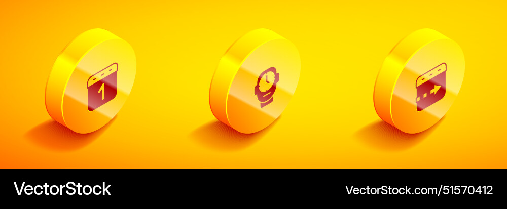 Set isometric calendar clock and time flies Vector Image