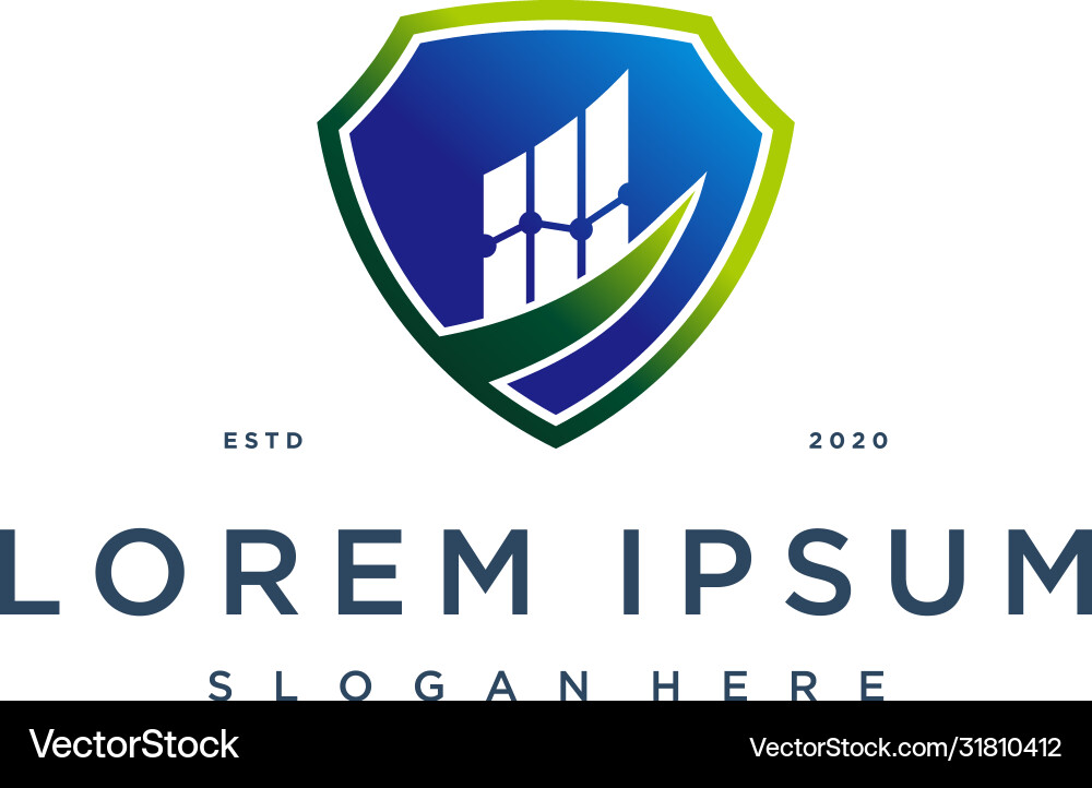 Shield chart logo design Royalty Free Vector Image