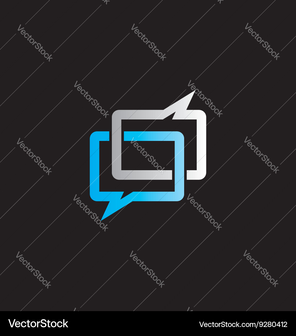 Square talk bubble communication logo Royalty Free Vector