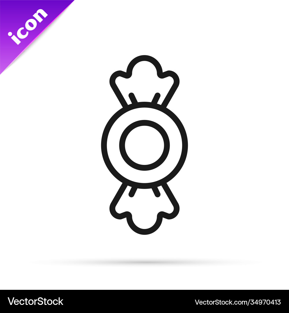 Black line candy icon isolated on white background