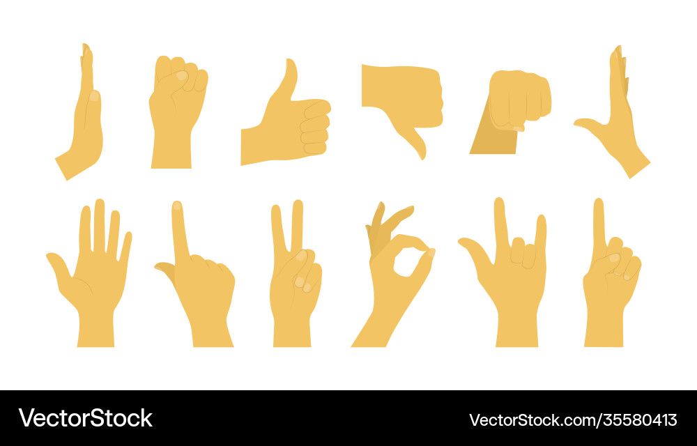 Cartoon hand gestures set Royalty Free Vector Image