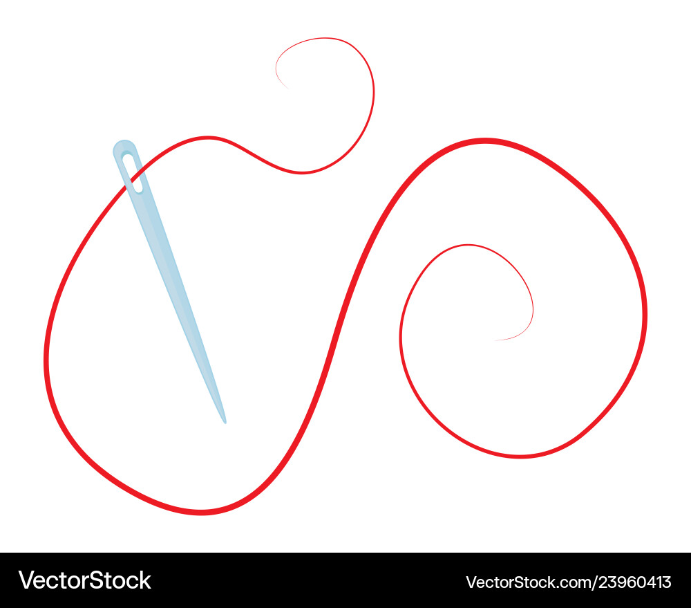 Cartoon needle with thread isolated on white Vector Image