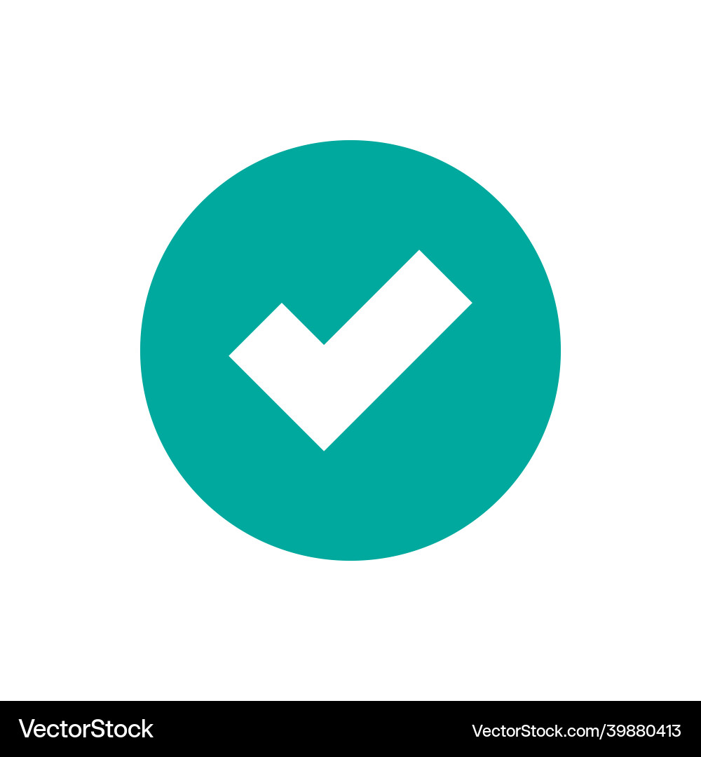 Check mark valid seal icon white tick in blue Vector Image