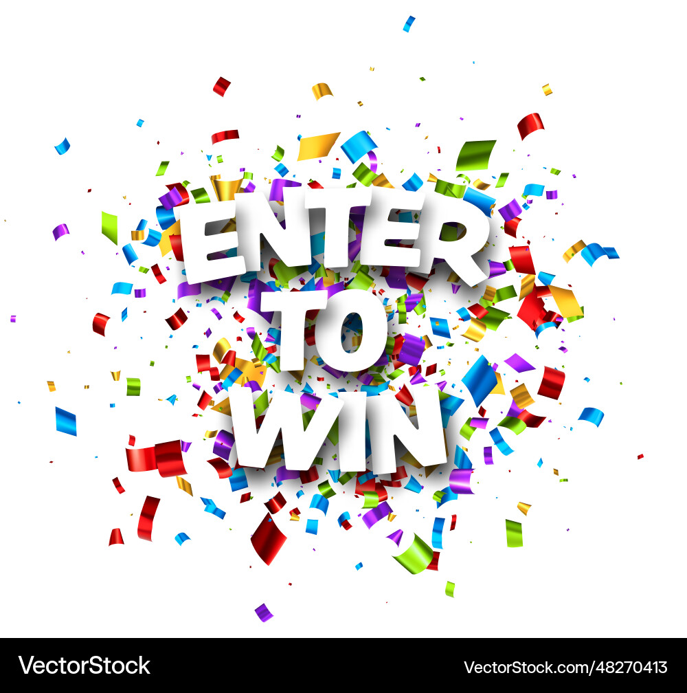 Confetti Win Sign Celebration Royalty Free Vector Image