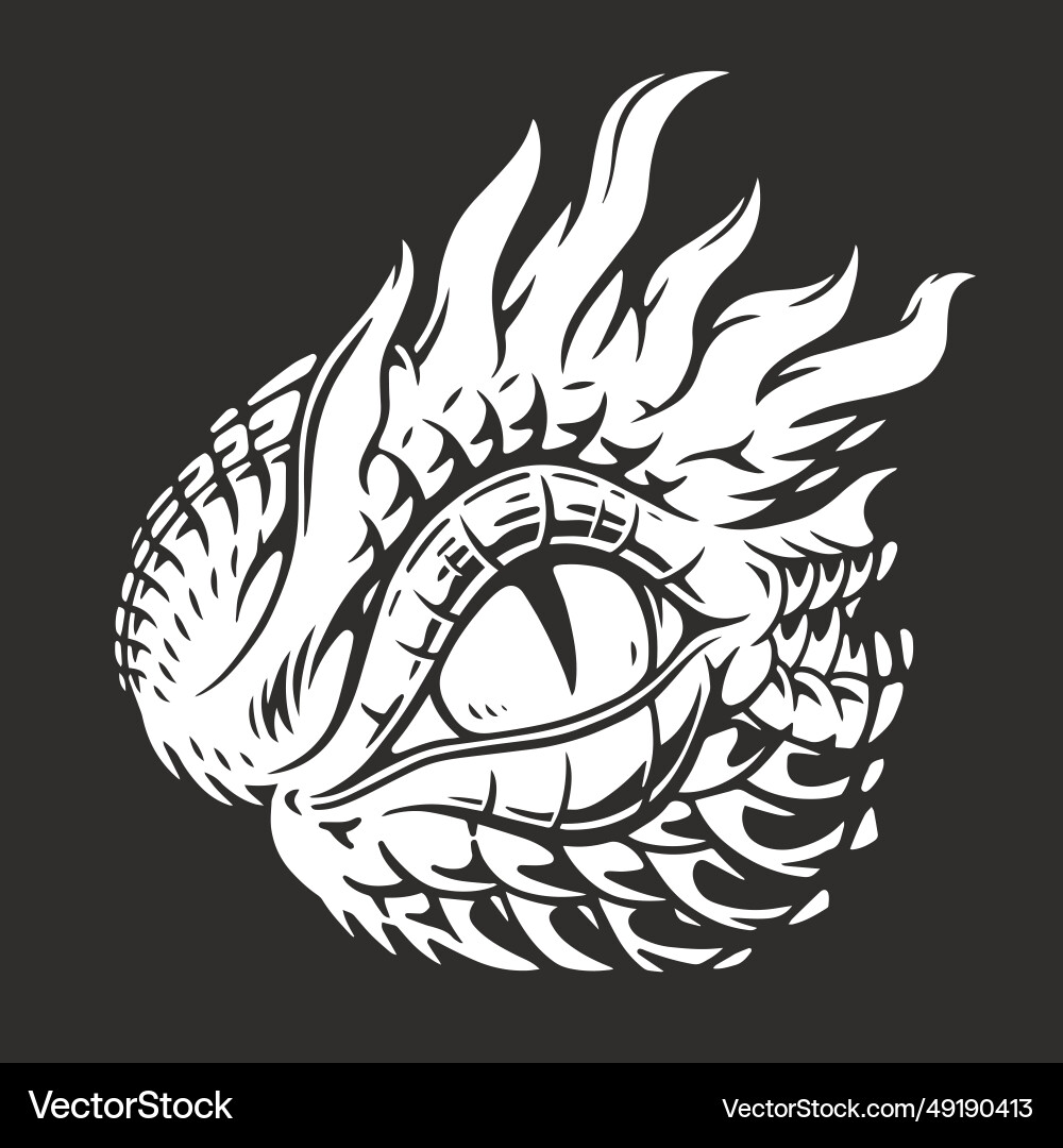 Evil dragon eye monochrome element Royalty Free Vector Image