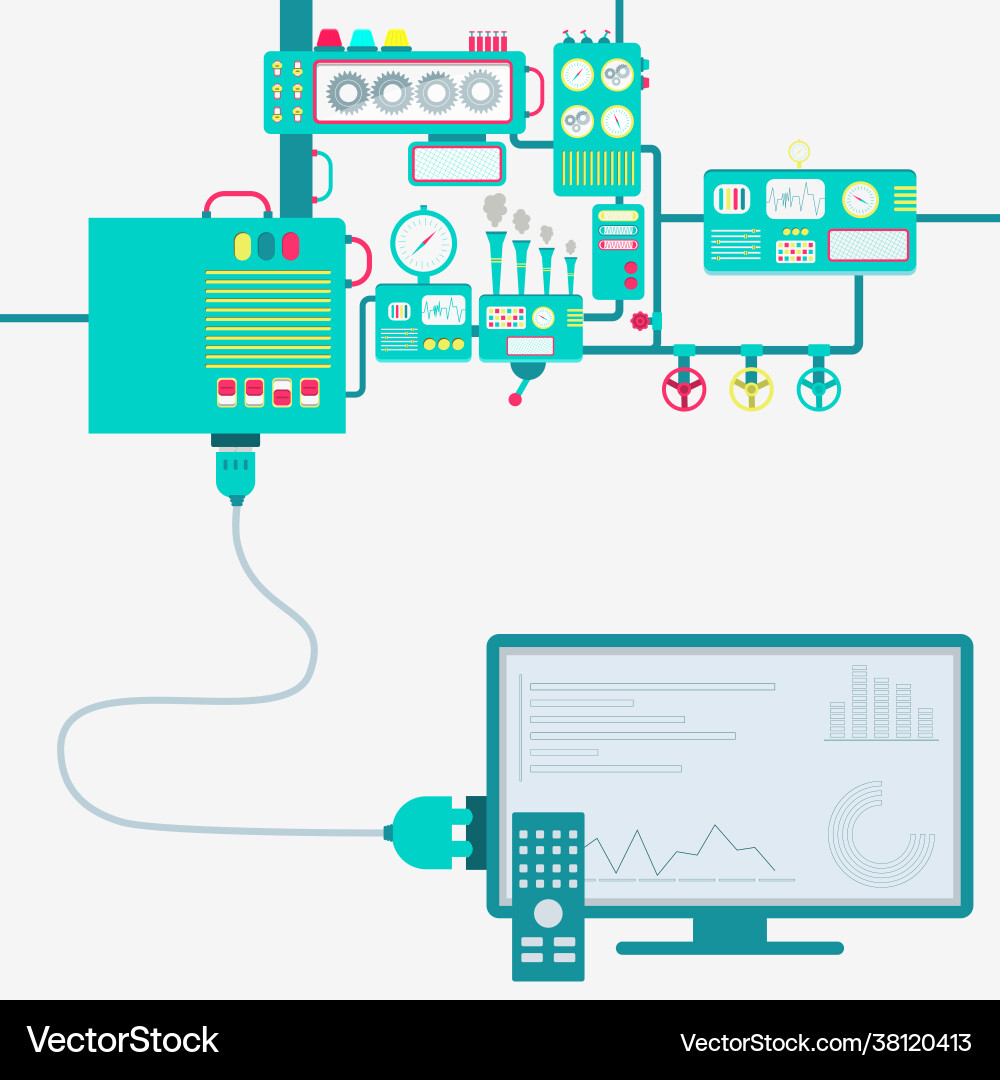 Factory and tv interface Royalty Free Vector Image