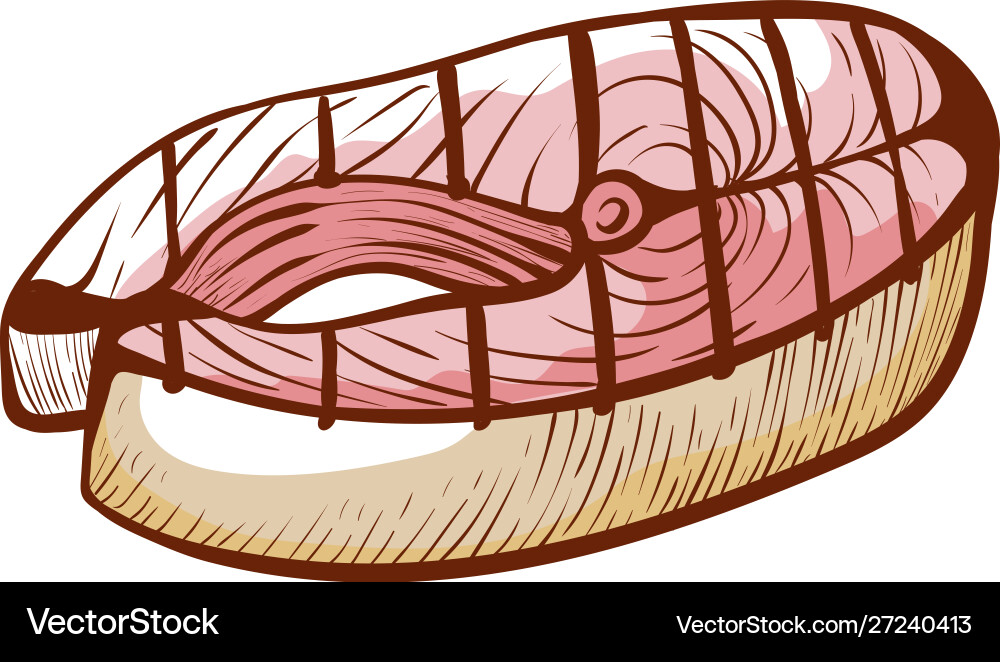 Fried fish icon healthy sea cuisine menu Vector Image